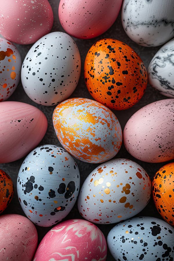 Large Colorful Easter Eggs in a Rectangle on White Background, in the ...