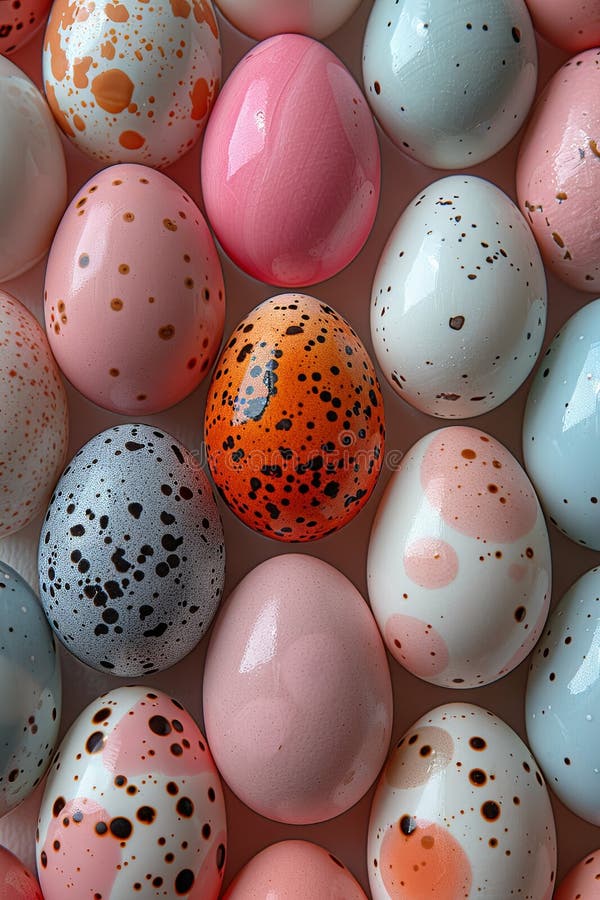 Large Colorful Easter Eggs in a Rectangle on White Background, in the ...