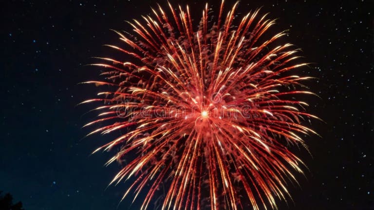 Large Colorful Fireworks Exploding with Starry Sky Background Stock ...