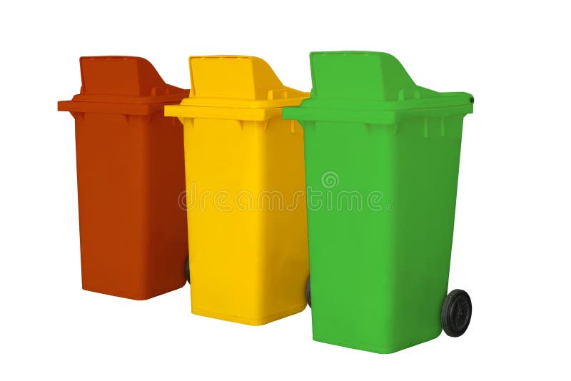 Large Colorful Garbage Bins Isolate on White Background Stock Photo ...
