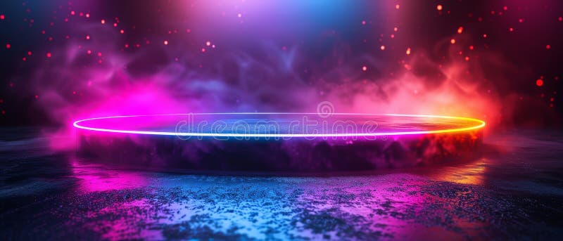 A Large, Colorful, and Glowing Circular Area with a Lot of Smoke and ...