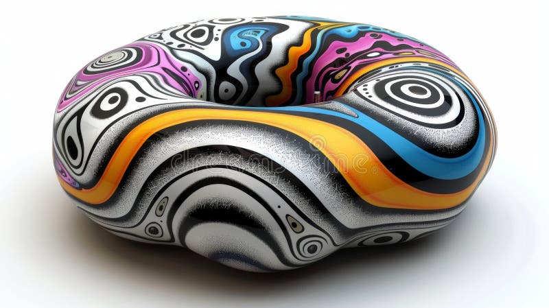 A Large Colorful Object Sitting on a White Surface with Other Objects ...