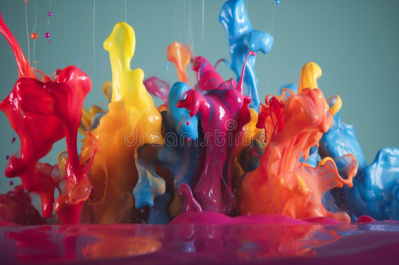 Large Colorful Splash of Multicolored Paint that Scatters in Different ...