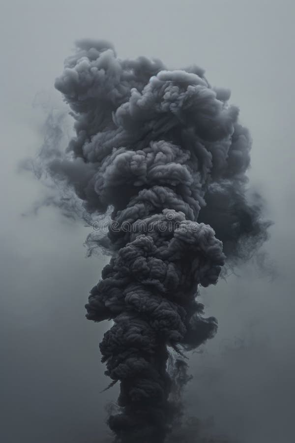 A Large Column of Dark Smoke Rises from a Source, Possibly Industrial ...
