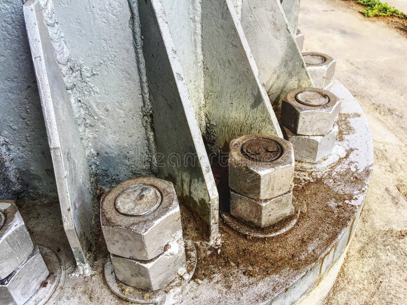 Large Column Fastened with Double Nuts Stock Image - Image of black ...