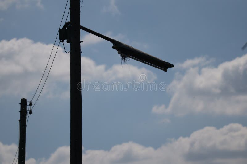 Large Column High Angle Standing High Park Lighting Background Sky ...