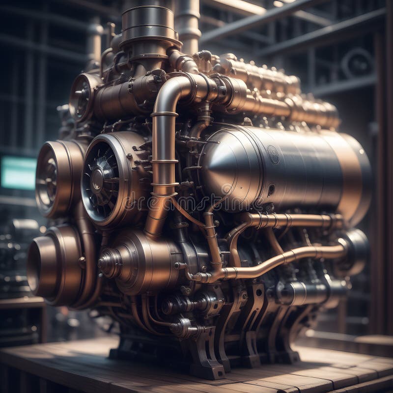Large Combustion Engine, AI-generatet Stock Illustration - Illustration ...