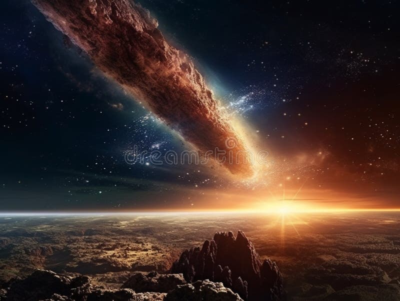 A Largest Comet Heading Across the Earth. Stock Illustration ...