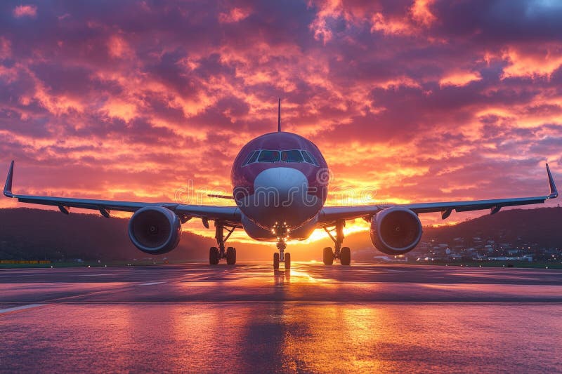 A Large Commercial Airliner Parked on a Runway, Ready for Takeoff or ...