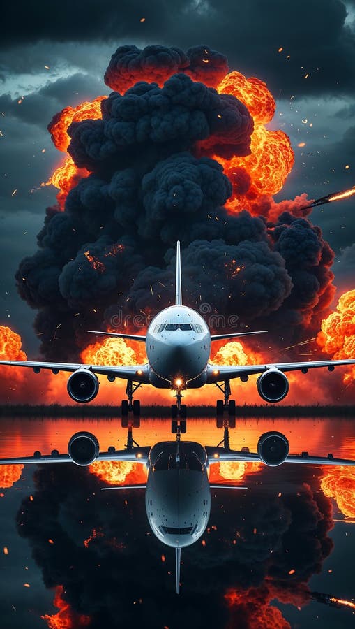 Commercial Airplane Flying Towards Viewer Dynamic and Centered ...