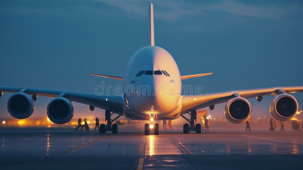Large Commercial Plane on a Runway in the Evening. AI-generated Stock ...