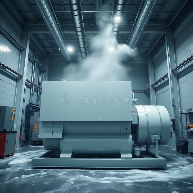 A Large Commercial Refrigeration Compressor Inside a Cold Storage ...