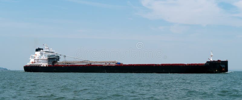 A Large Commercial Container Ship, Side View Stock Image - Image of ...