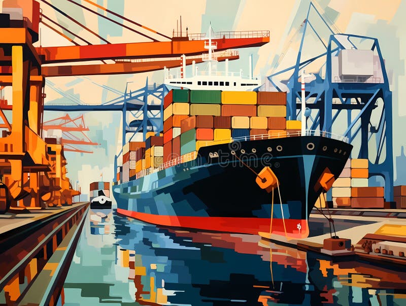 Large, Commercial Vessel is Docked at a Port Terminal, AI-generated ...