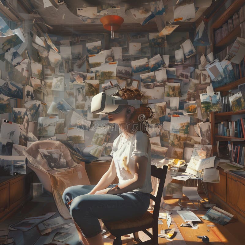 A Young Designer with Virtual Reality Goggles Stock Illustration ...