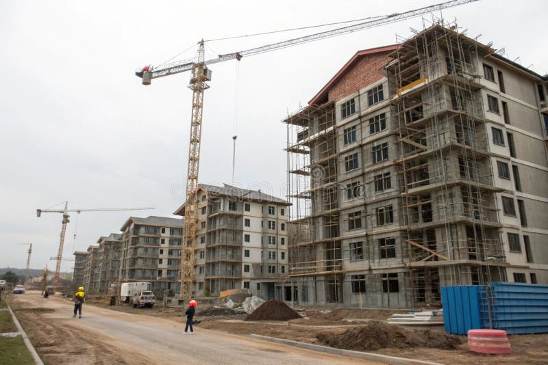 Complex of Apartment Buildings Under Construction Stock Illustration ...
