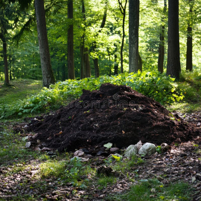 A Large Compost Pile in a Forest Setting Stock Illustration ...
