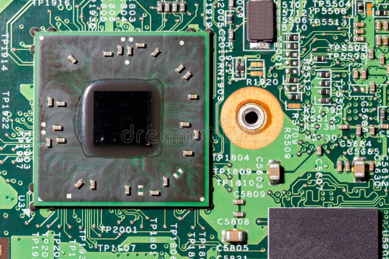 Large Computer Chip on a Printed Circuit Board Stock Image - Image of ...