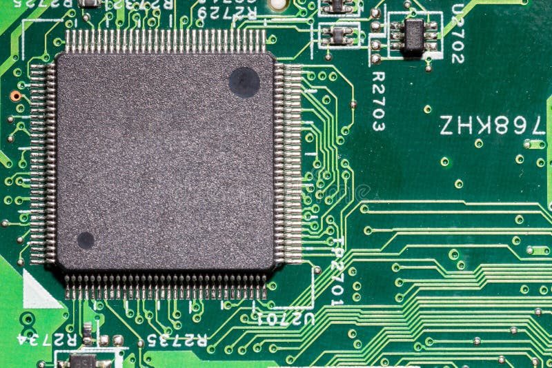 Large Computer Chip on a Printed Circuit Board Stock Image - Image of ...