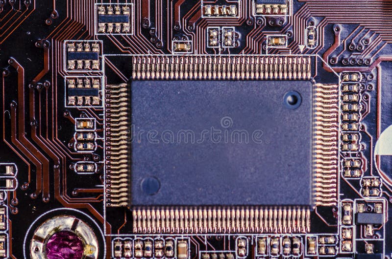 Large Computer Processor on a Circuit Board Stock Image - Image of ...