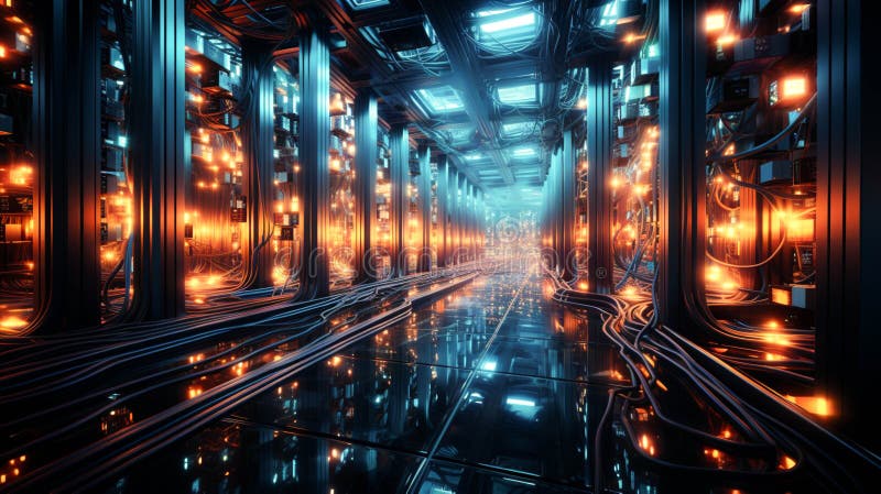 A Large Computer Room with a Lot of Wires Stock Image - Image of cable ...