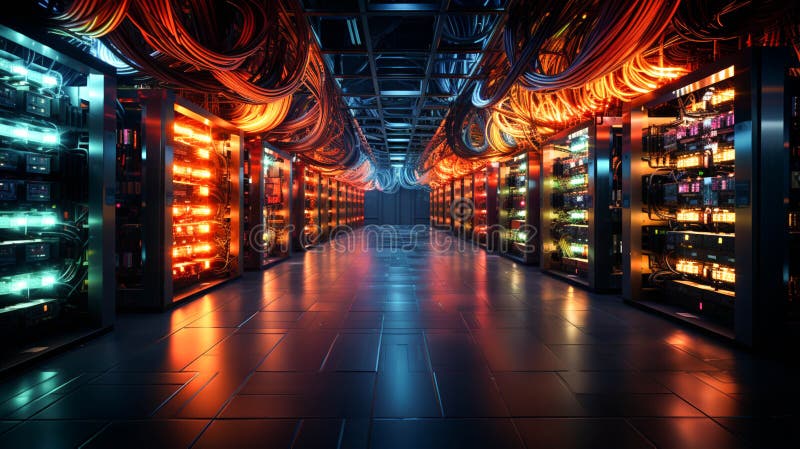 A Large Computer Room with a Lot of Wires Stock Photo - Image of ...