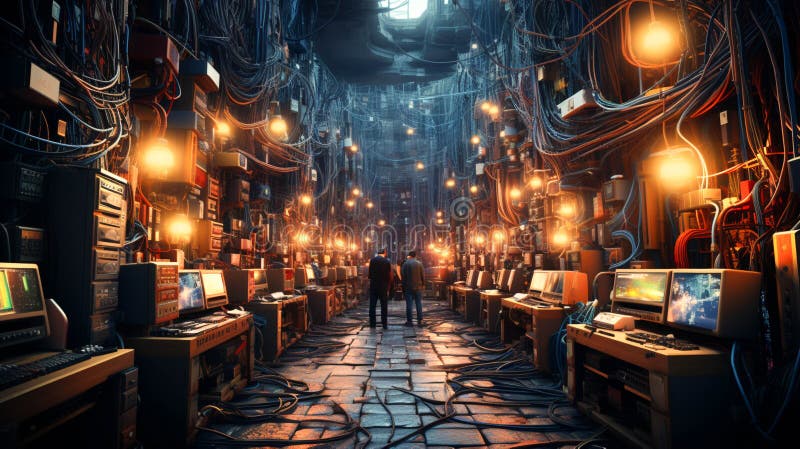 A Large Computer Room with a Lot of Wires Stock Image - Image of ...