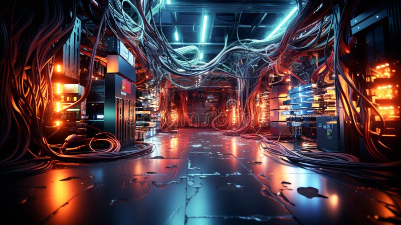 A Large Computer Room with a Lot of Wires Stock Image - Image of ...