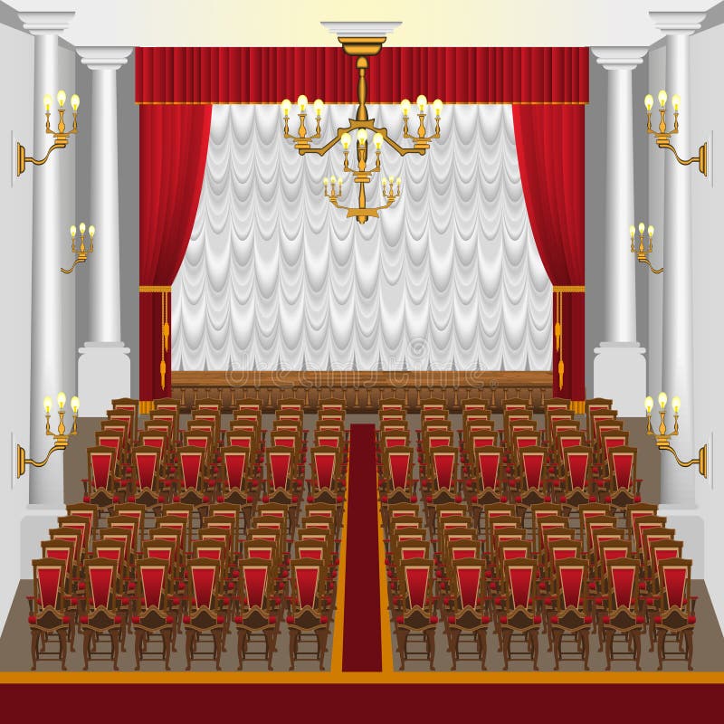 A Large Concert Hall with a Stage and Columns. Stock Vector ...