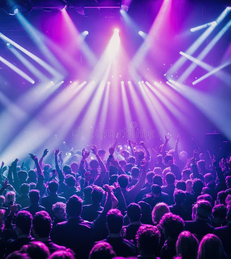 A Large Concert Venue with a Stage in the Center and a Crowd of People ...