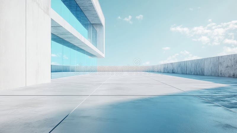 A Large Concrete Building with a Sky Background Stock Illustration ...