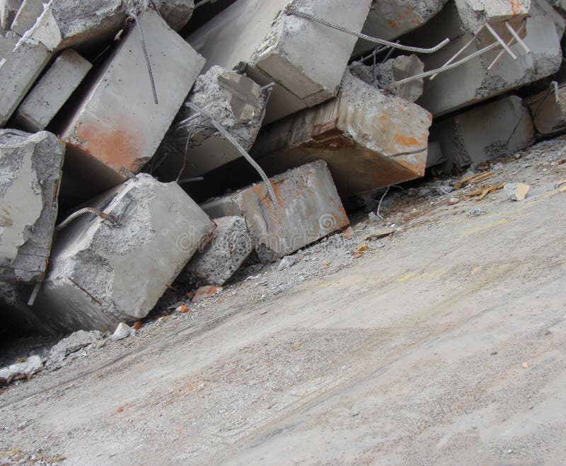 Large Concrete Chunks with Twisted Metal and Industrial Building Stock ...