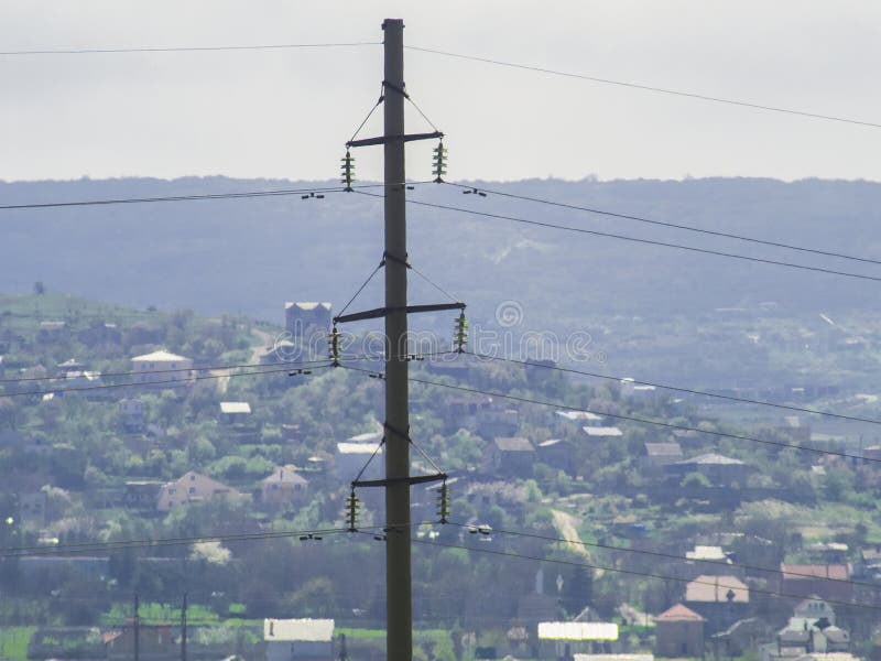Large Concrete Column with Electrical Wires Stock Image - Image of ...