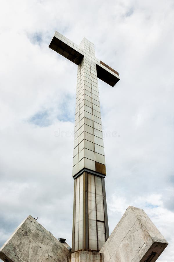 Cross in Perspective on Blue Sky Stock Photo - Image of calvary, faith ...
