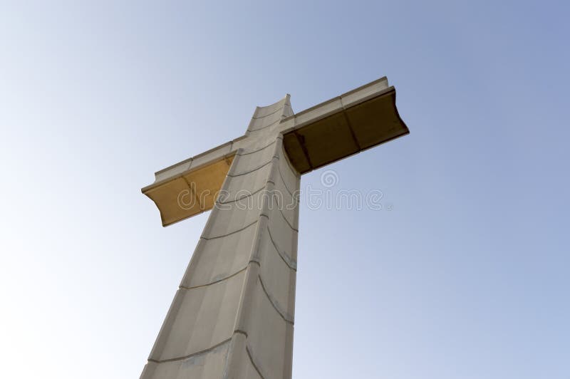 Large Concrete Cross Located at the Top of the Mountain Stock Photo ...