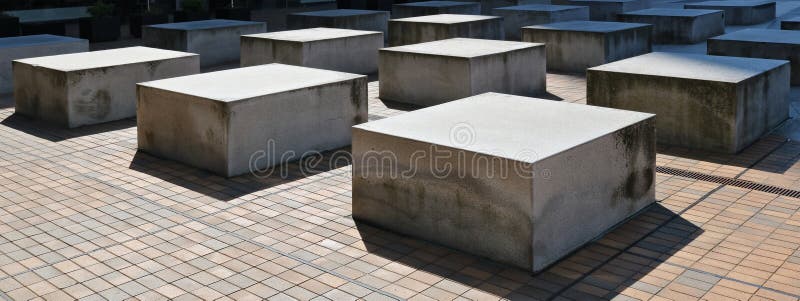 Large Concrete Rectangular Blocks Decorate the Town Square Stock Photo ...