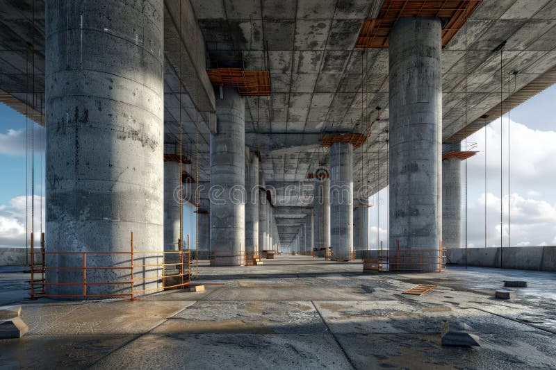 A Large Concrete Structure Under a Cloudy Blue Sky. Suitable for ...