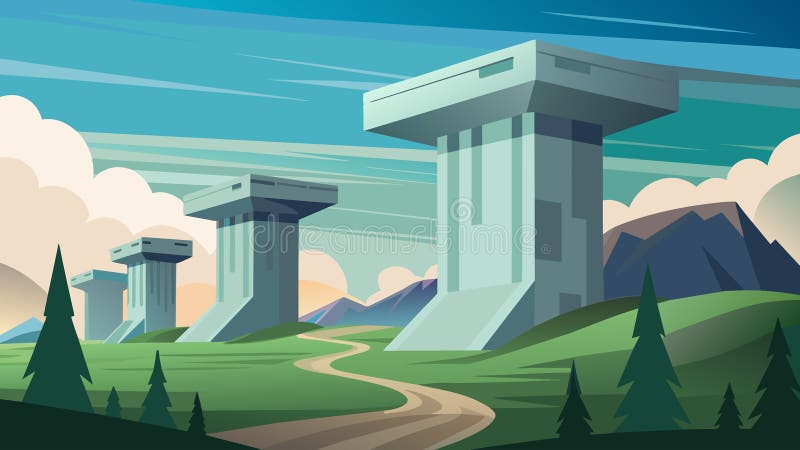 Large Concrete Structures Looming Over the Surrounding Landscape ...