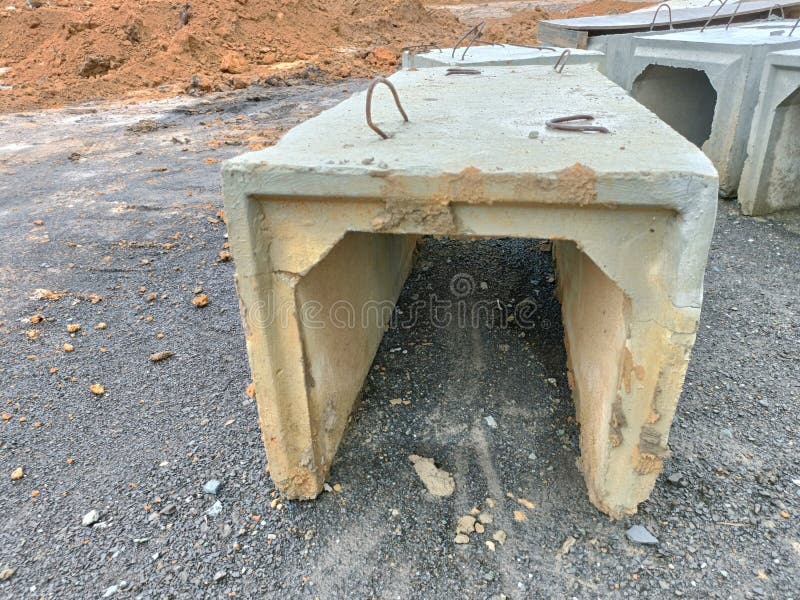 Concrete U-Ditch on Construction Site Stock Image - Image of shape ...