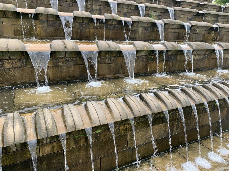 Large Concrete Water Feature with Many Individual Water Channels Stock ...