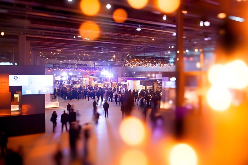 Large Conference Event with Attendees and Vibrant Lighting in Modern ...