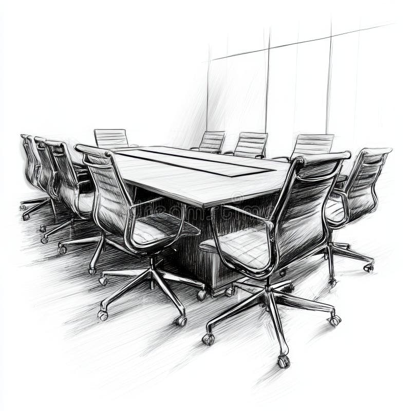 Large Conference Room Featuring a Long Table and Ergonomic Chairs Stock ...