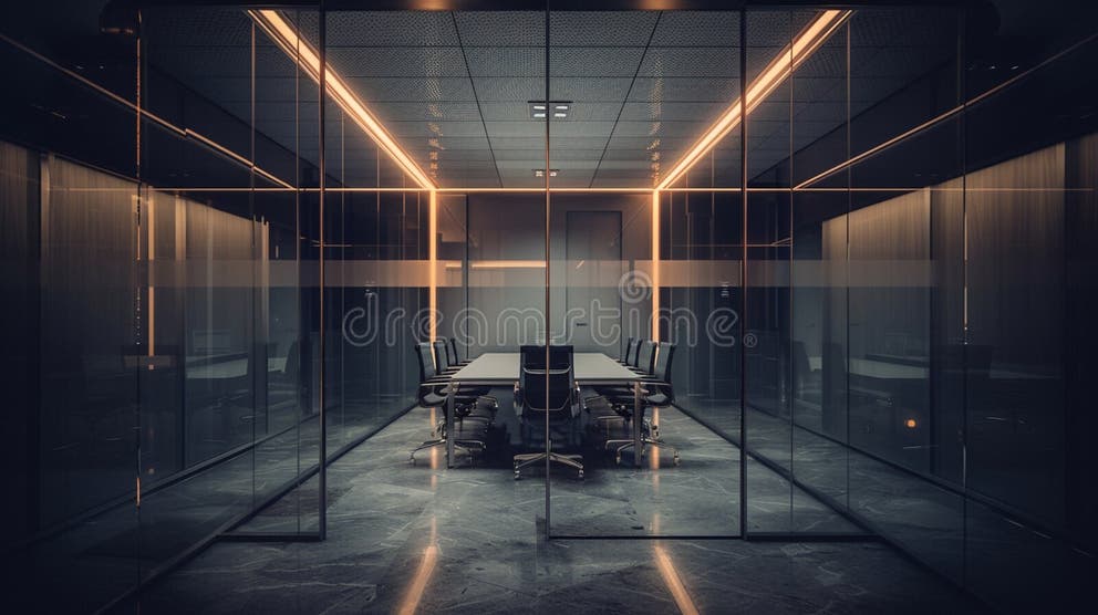 A Large Conference Room with a Long Table and Chairs. Generative AI ...