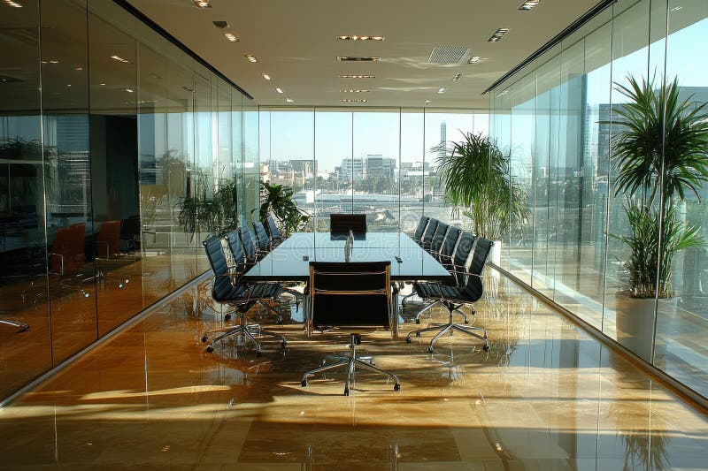 A Large Conference Room with a Long Table and Chairs Stock Image ...