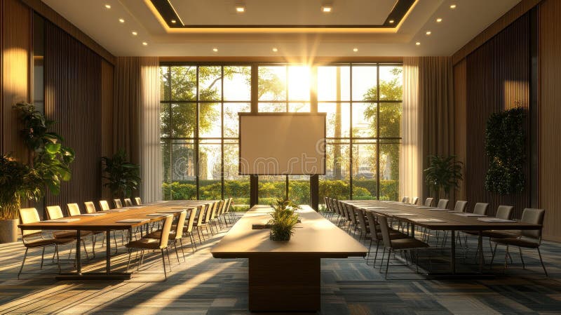 A Large Conference Room with a Long Table and Many Chairs Stock Photo ...