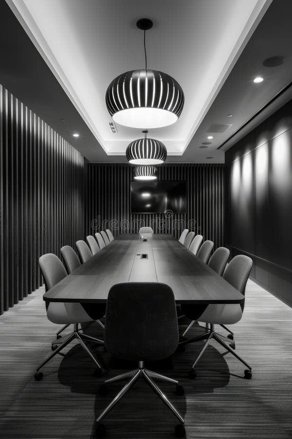 A Large Conference Room with a Long Table and Many Chairs Stock Photo ...