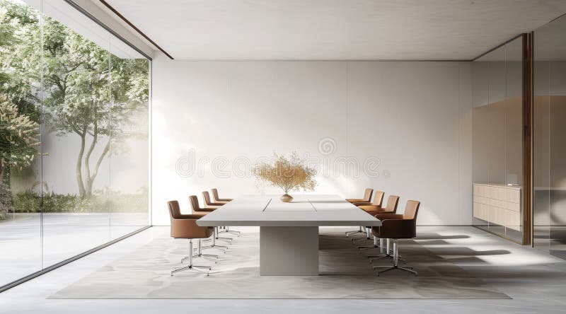A Large Conference Room with a Long Table and Many Chairs by AI ...