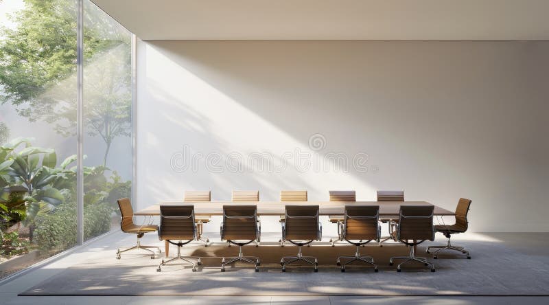 A Large Conference Room with a Long Table and Many Chairs by AI ...