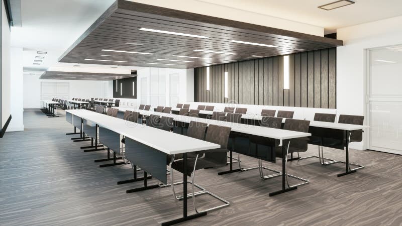 Large Conference Room with Stage. 3d Illustration Stock Illustration ...