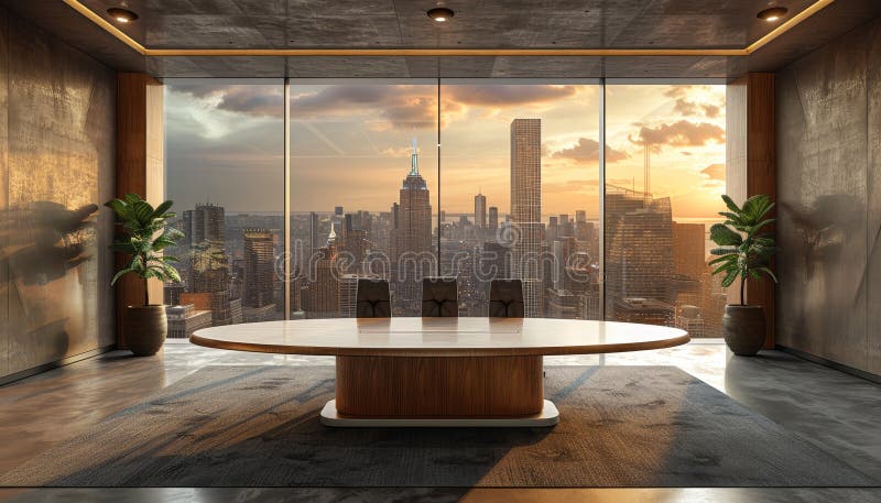 A Large Conference Table with a View of the City by AI Generated Image ...
